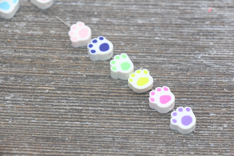 Paw Print Polymer Clay Beads Dog Paw Beads Paw Clay Beads - Etsy
