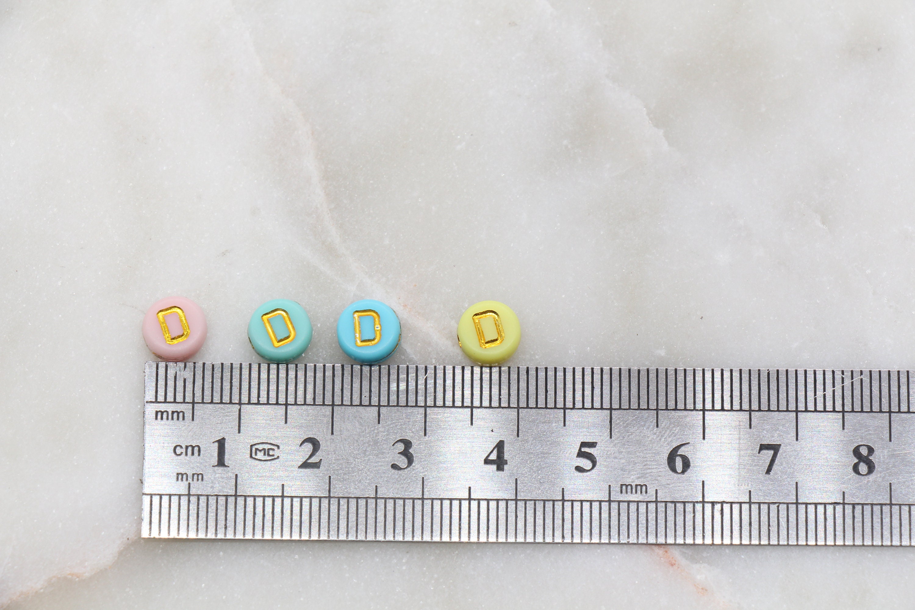 Letter D Round Beads, Individual Letter Beads, Multicolor Round ...