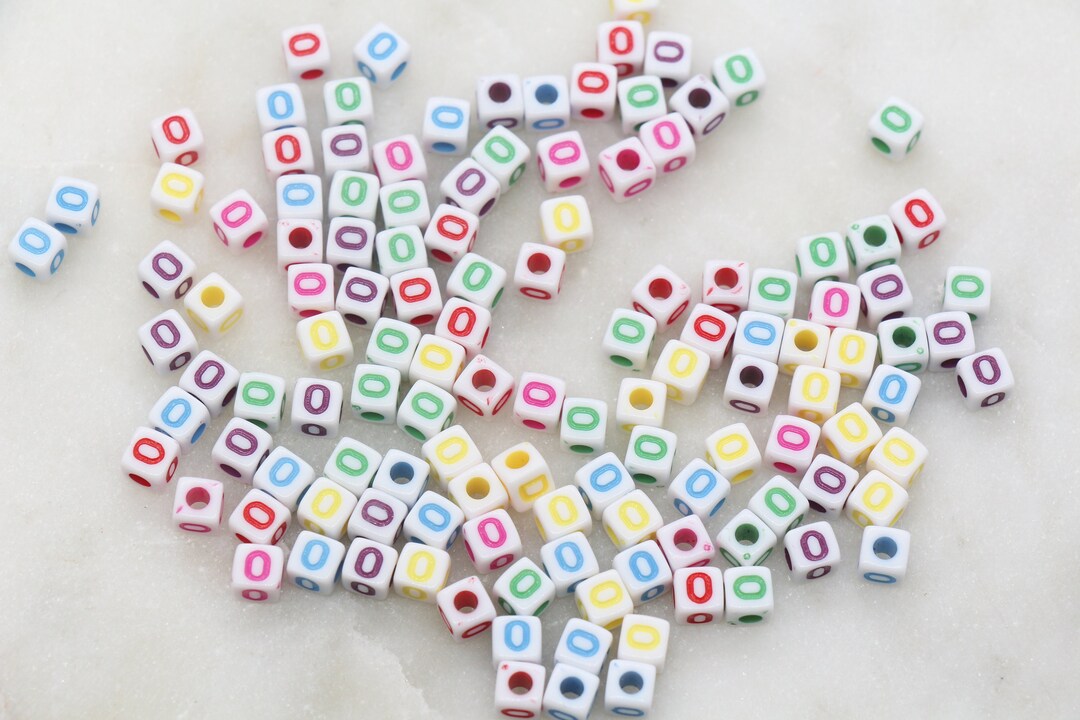 Letter O Cube Beads, Individual Letter Beads, Multicolored Cube ...