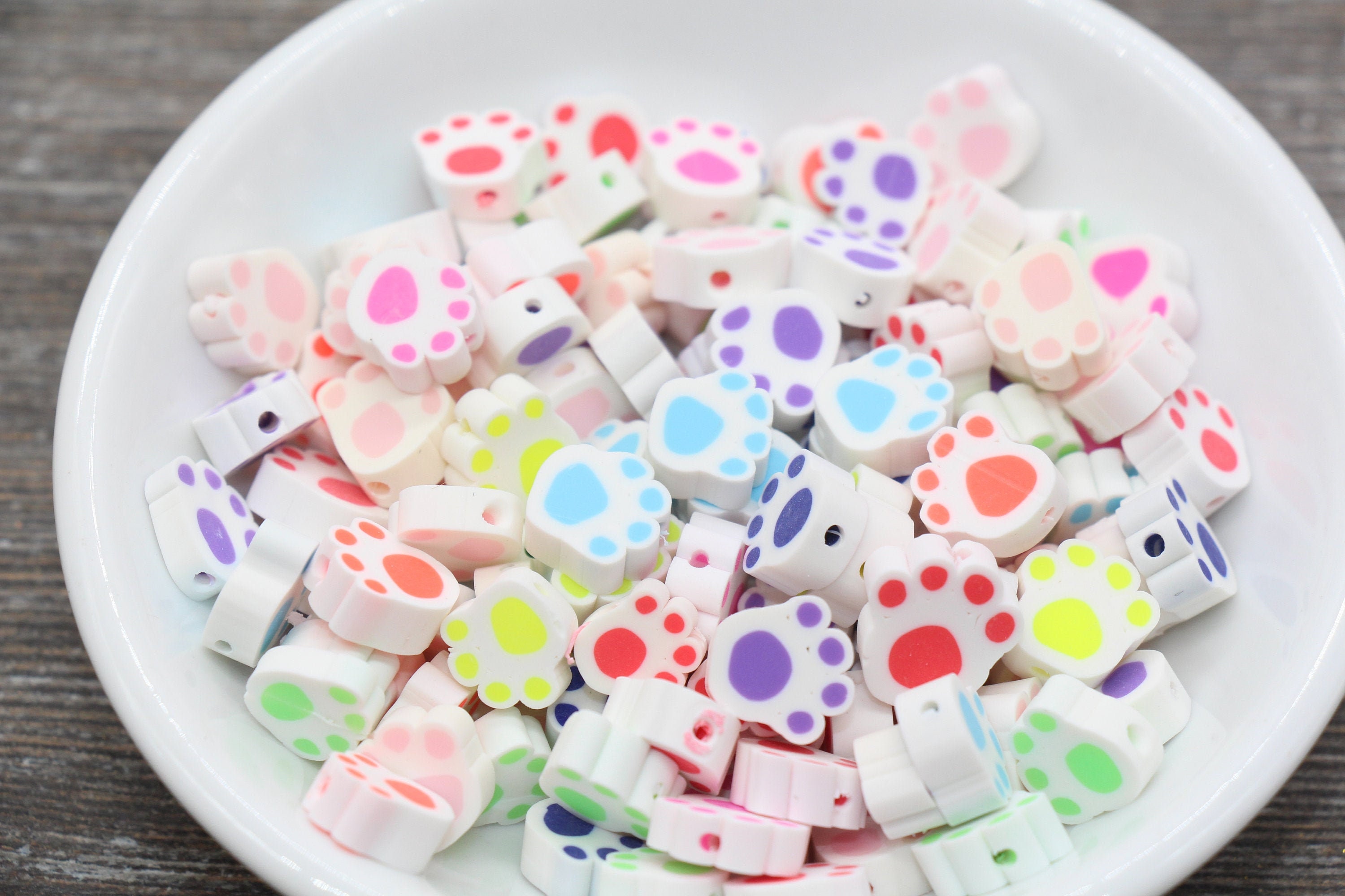Paw Print Polymer Clay Beads Dog Paw Beads Paw Clay Beads - Etsy