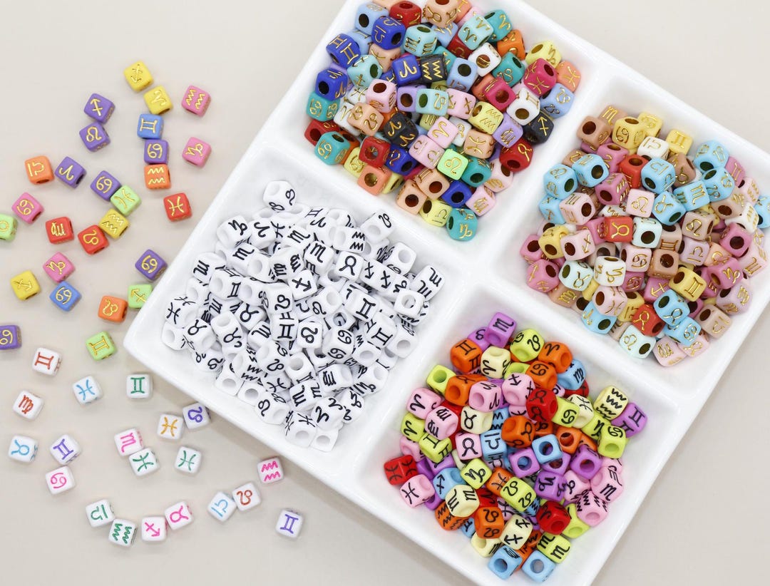 7mm Mix Zodiac Symbol Beads for DIY Jewelry Making, Constellation ...