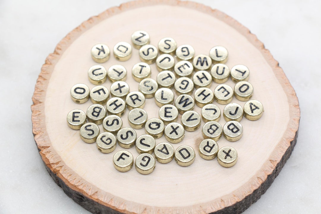 Antique Gold Alphabet Letter Beads, Personalized Beads, Alphabet Beads ...