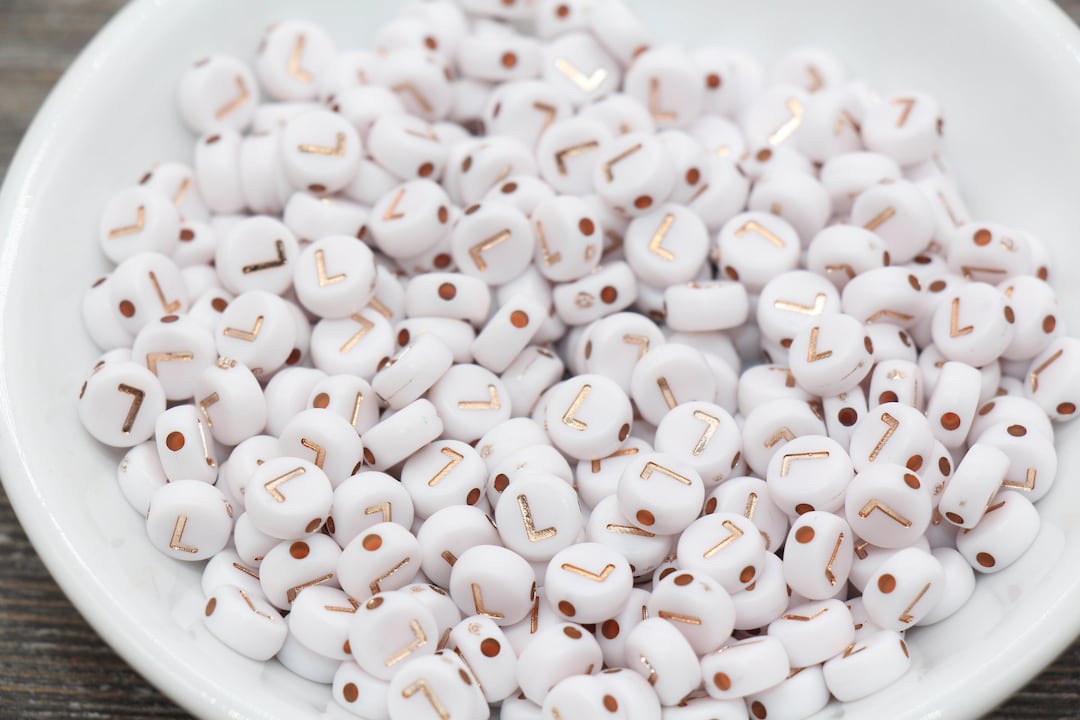 Letter L Alphabet Beads, Rose Gold Letter L Beads, Individual Letter L ...