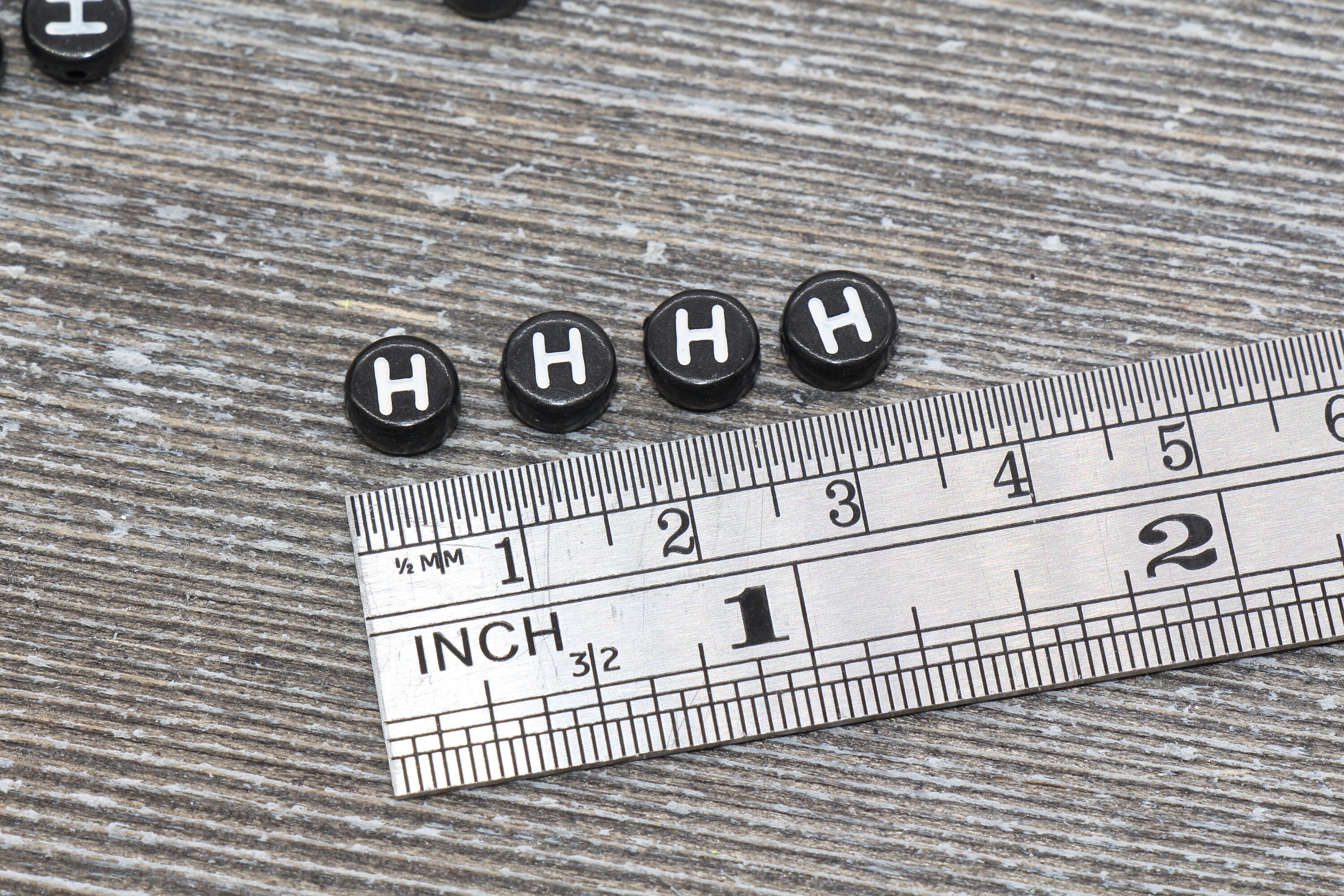 Letter H Alphabet Beads, Black Alphabet Letter Beads, Acrylic Black and ...