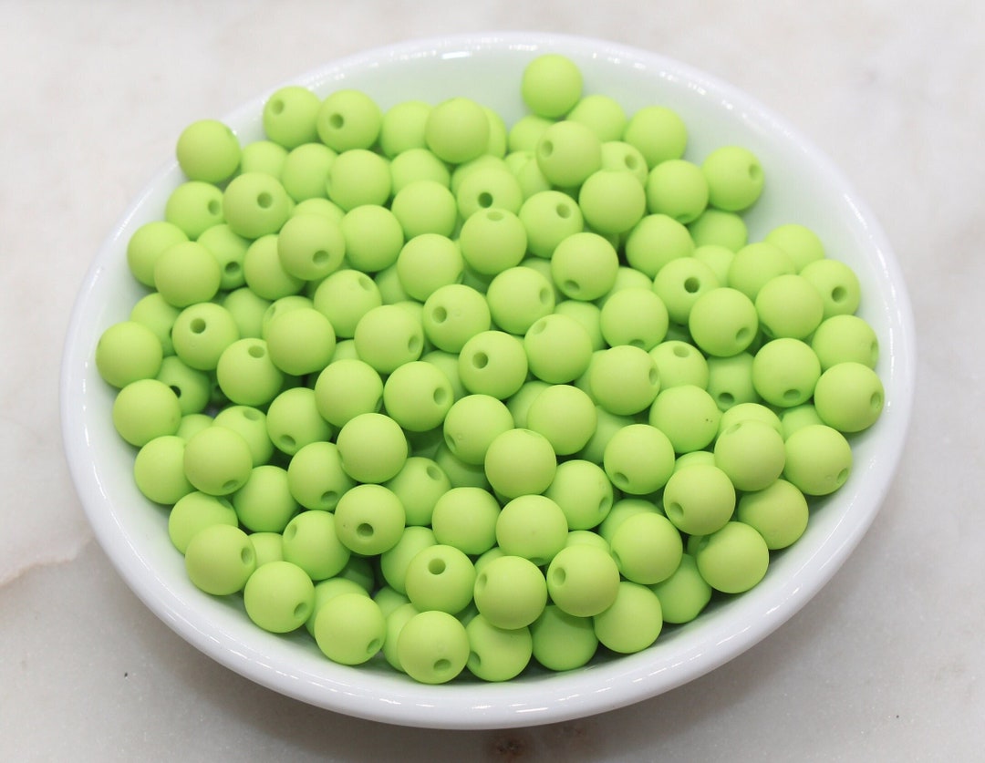 8mm Matte Light Green Round Beads, Acrylic Gumball Bead, Frosted Green ...