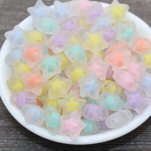 Frosted Star Beads, Matte Star Beads, Multicolor Star Beads, Chunky ...