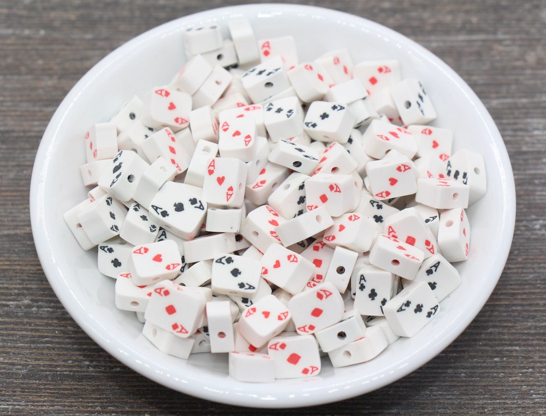 Ace Playing Card Polymer Clay Beads, Ace of Hearts Beads, Poker Themed ...