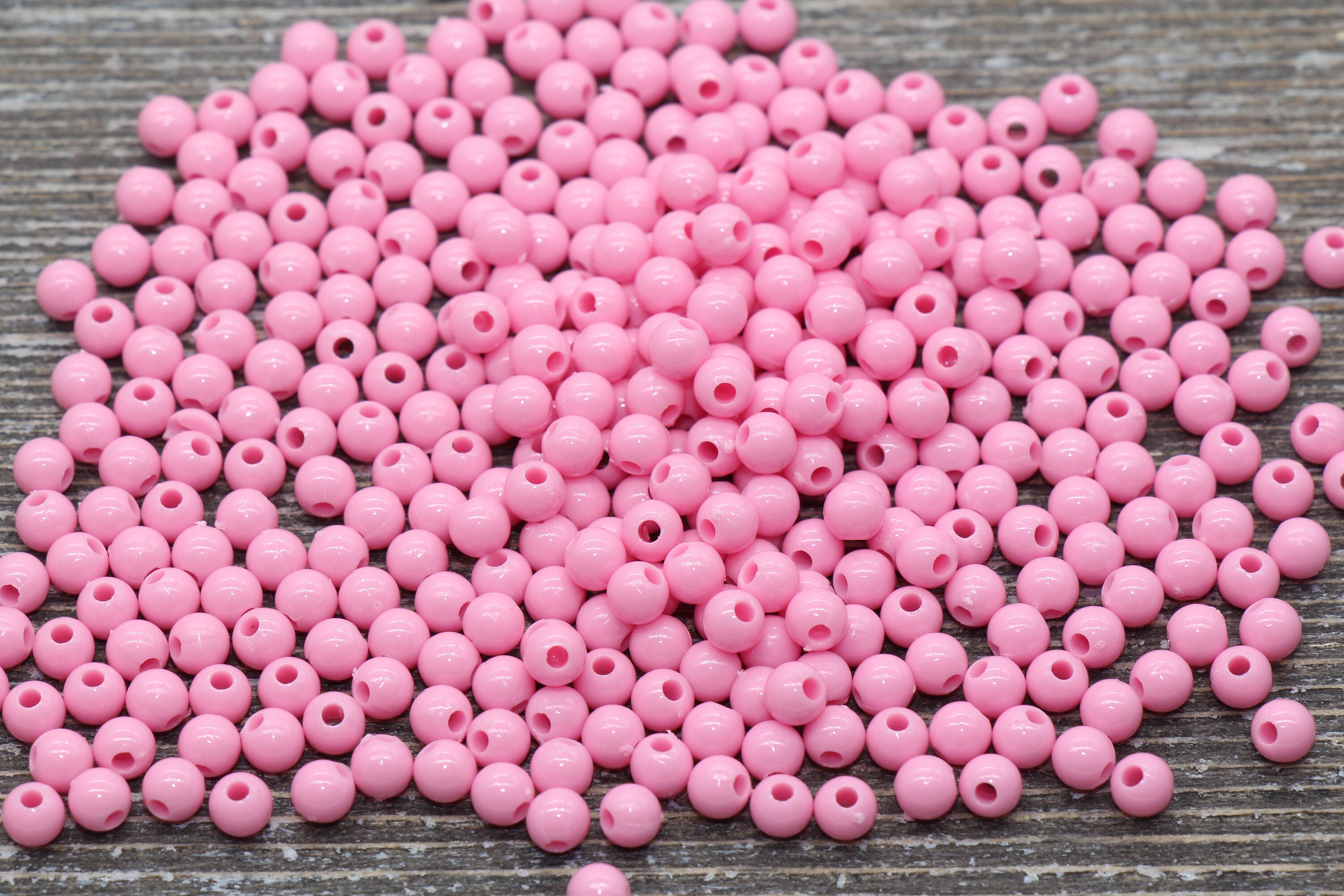 4mm Pink Round Beads Acrylic Gumball Beads Pink Round Spacer - Etsy