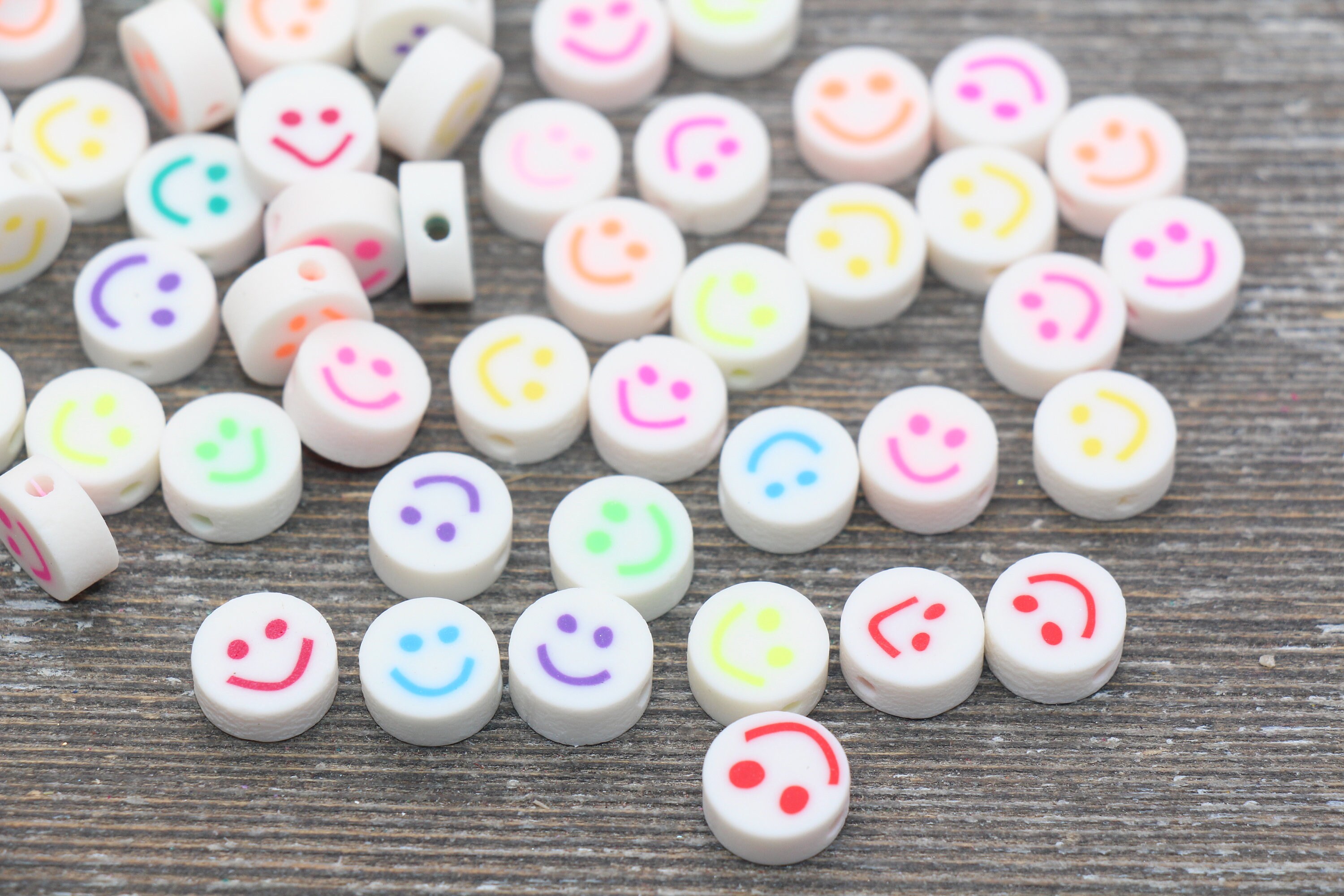 Smiley Face Polymer Clay Beads Mix Color Smiley Face Fimo - Etsy