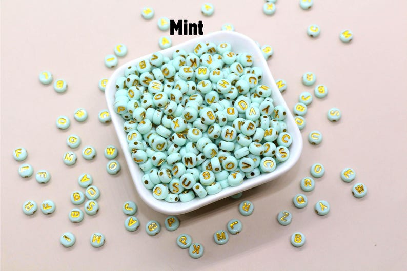 Gold Lettering Alphabet Beads, Acrylic Initial Beads for Bracelets, DIY ...