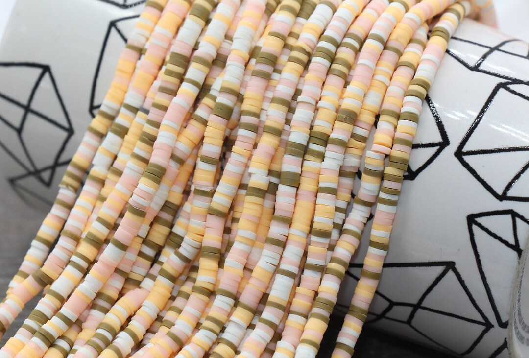 4mm Multicolored Heishi Beads, Multicolored Polymer Clay Disc Beads ...