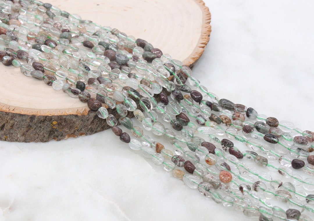 Chlorite Quartz Nugget Beads, Green Lodolite Quartz Loose Beads, Pebble ...