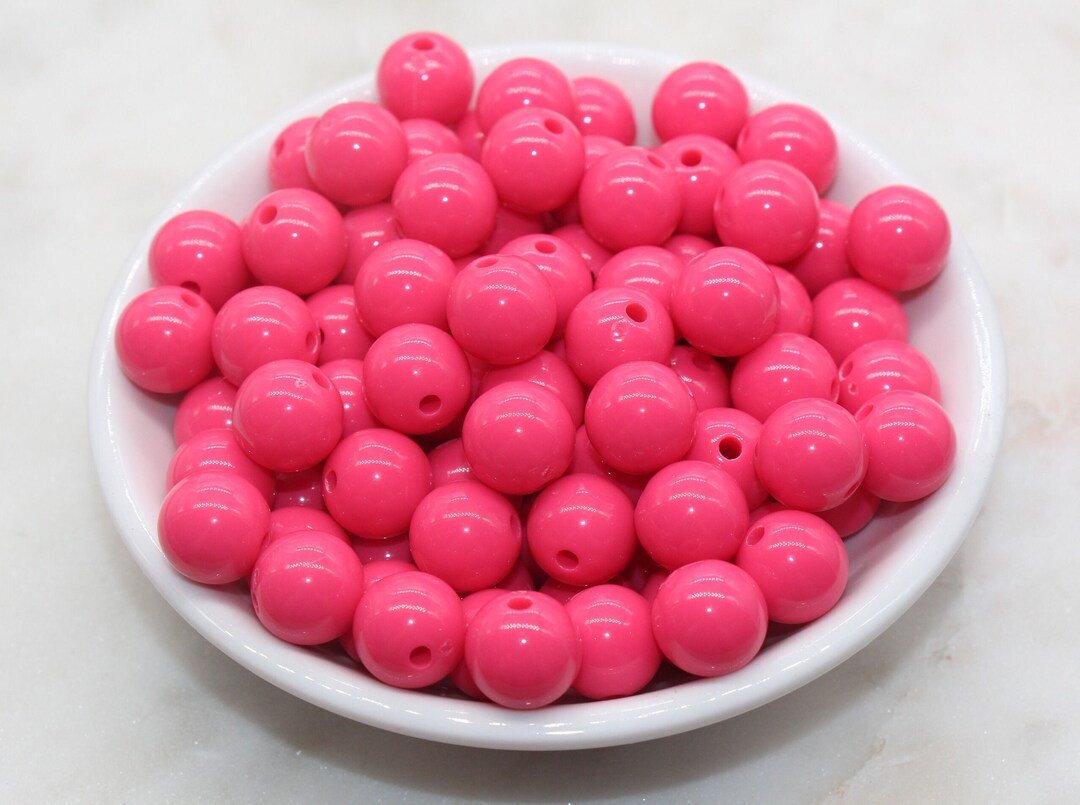 12mm Rose Pink Gumball Beads, Round Acrylic Loose Beads, Bubblegum ...