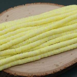 6mm Neon Yellow Speckled Heishi Beads, Yellow Dotted Polymer Clay Disc ...