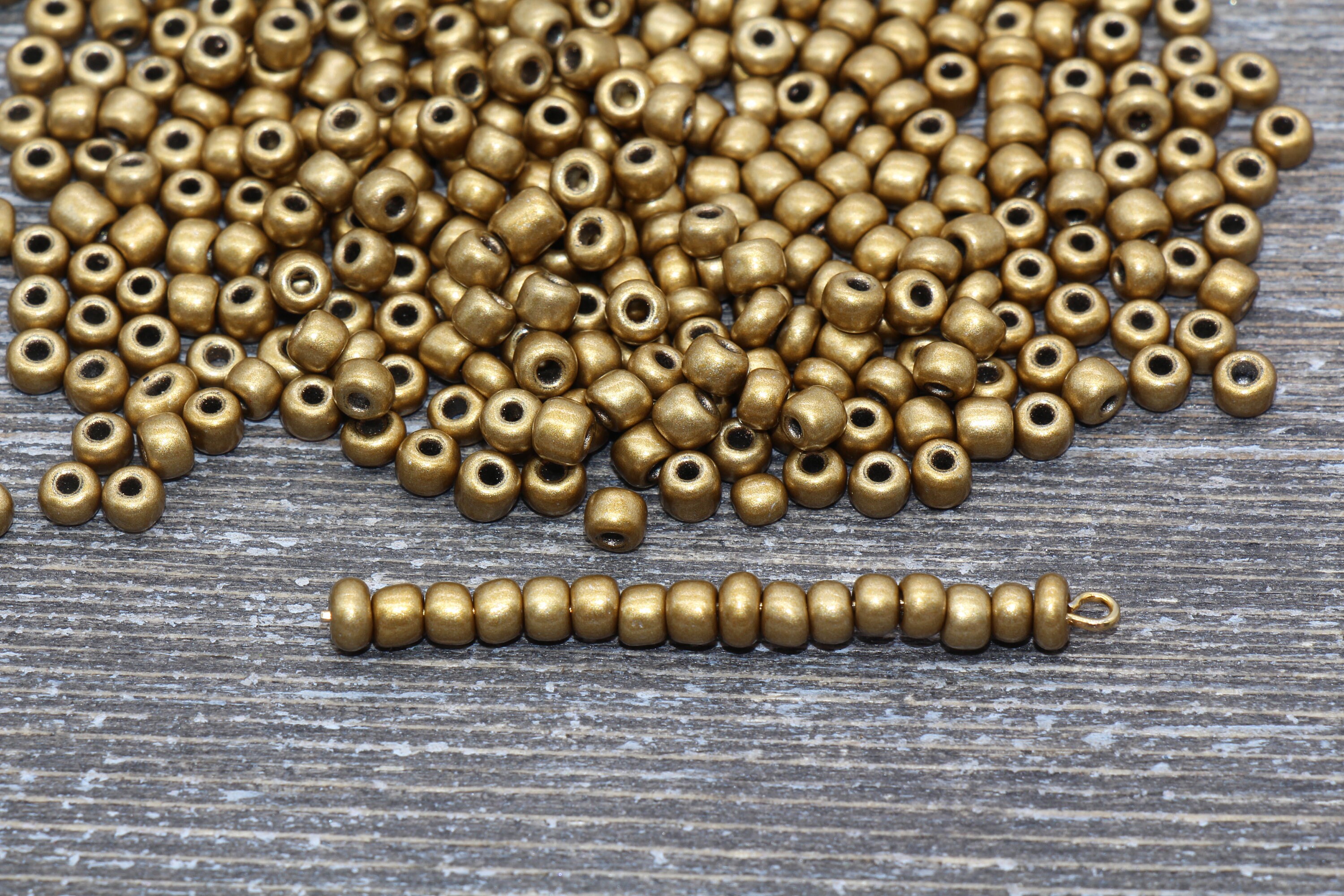 Matte Gold Glass Seed Beads 4mm 6/0 Glass Round Seed Beads | Etsy