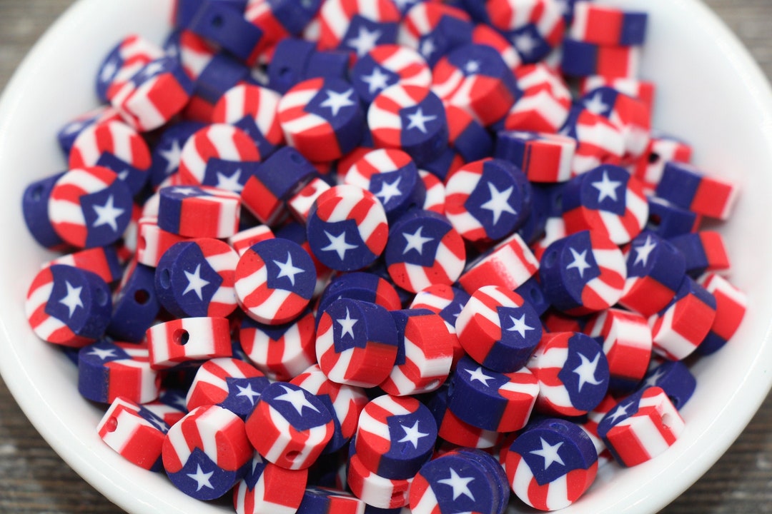 Puerto Rico Flag Polymer Clay Beads, Flag Cane Beads, Jewelry Beads ...