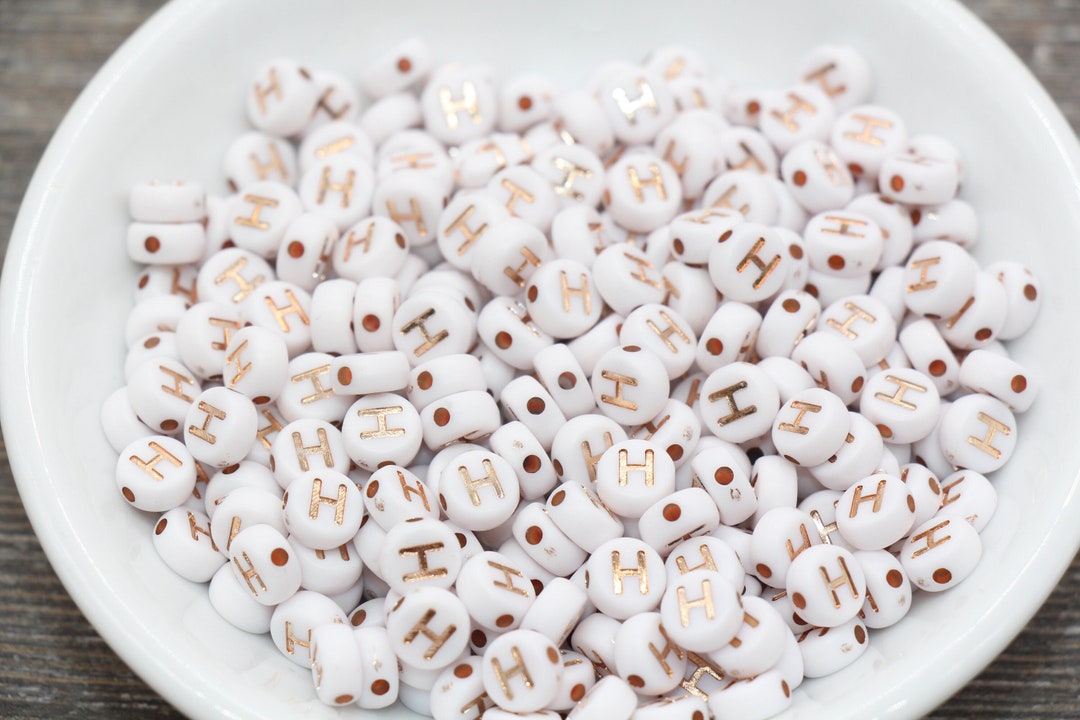 Letter H Alphabet Beads, Rose Gold Letter H Beads, Individual Letter H ...