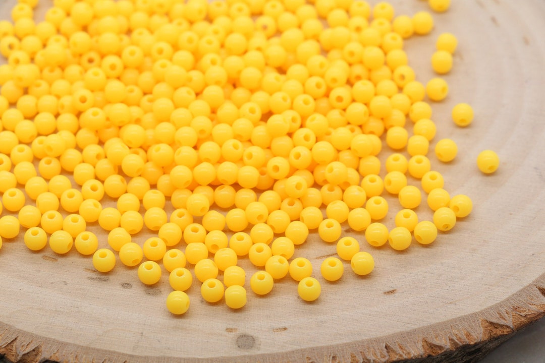 4mm Dark Yellow Round Beads, Acrylic Gumball Beads, Round Spacer Beads ...