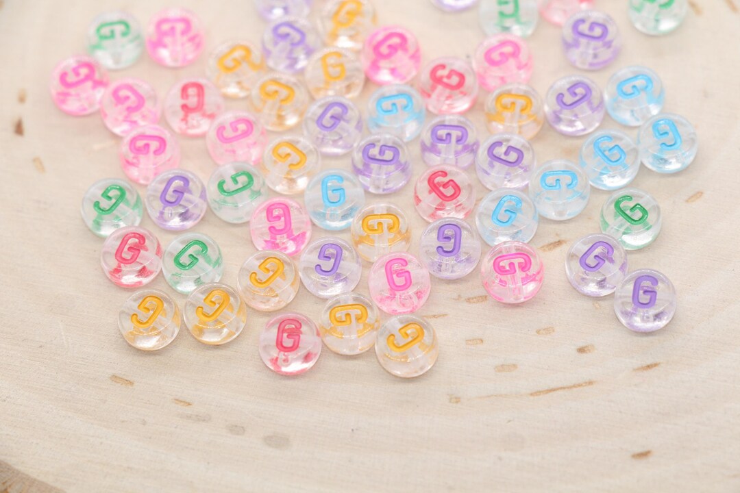 Letter G Alphabet Beads, Transparent Beads With Mix Color Letters ...