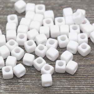 6mm White Cube Beads, Acrylic Cube Beads, Acrylic Spacer Beads, Square ...