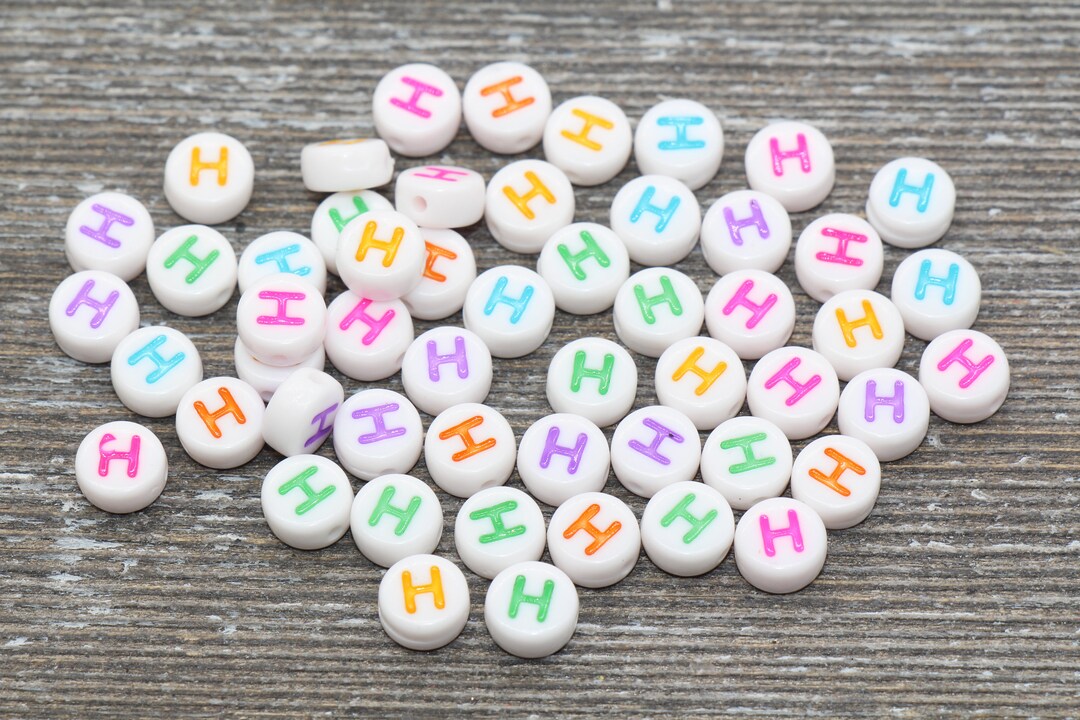 Letter H Alphabet Beads, Multicolored White Alphabet Letter Beads ...