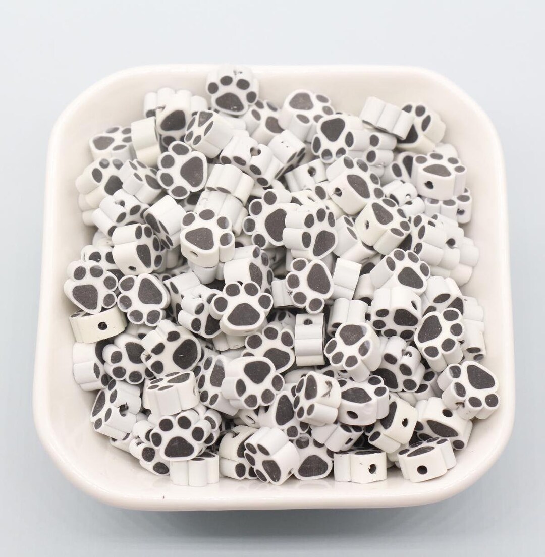 Black Paw Beads, Dog Paw Beads, Paw Clay Beads, Dog Paw Print Clay ...