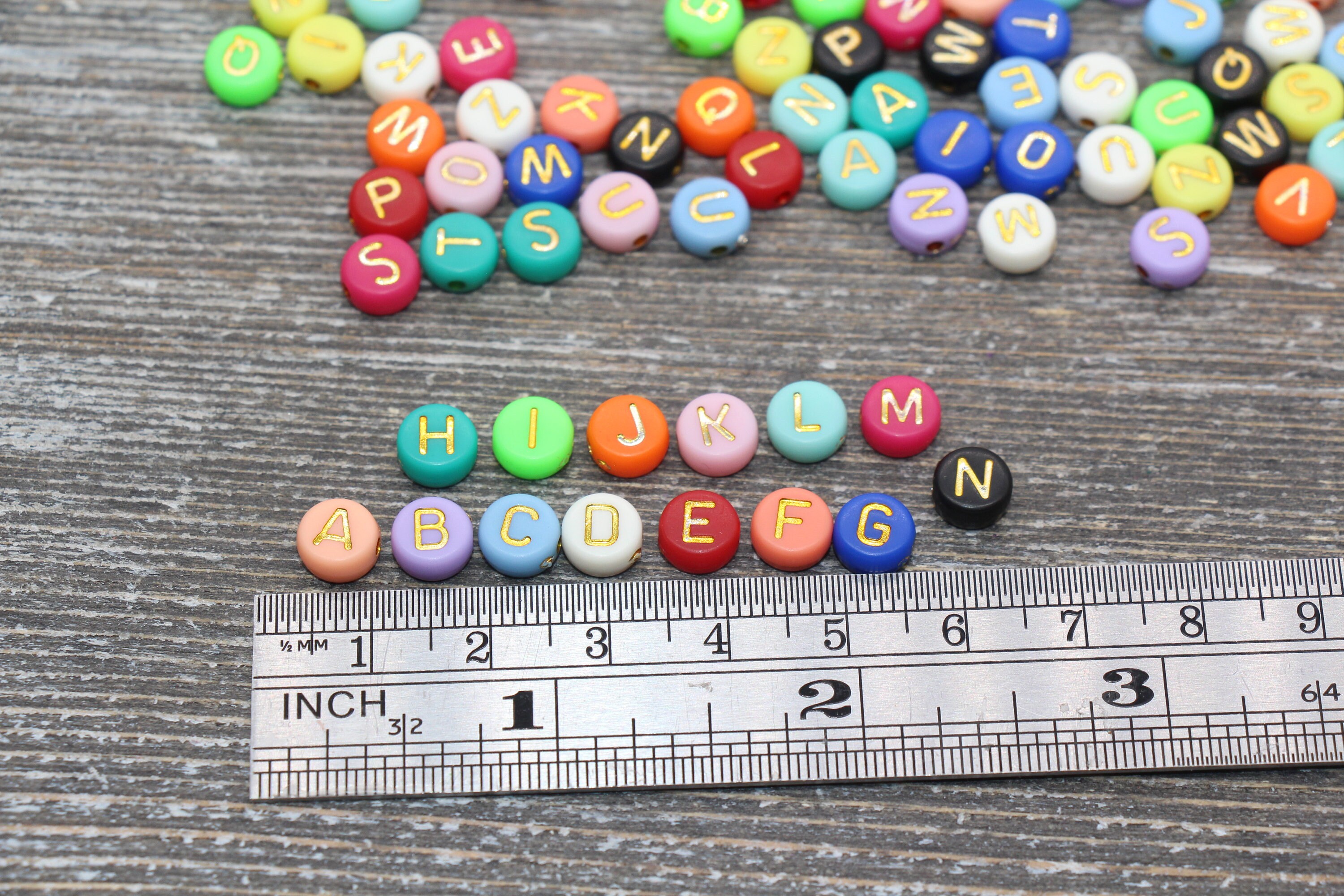 NEW COLOR Multicolor Round Alphabet Letter Beads - Etsy