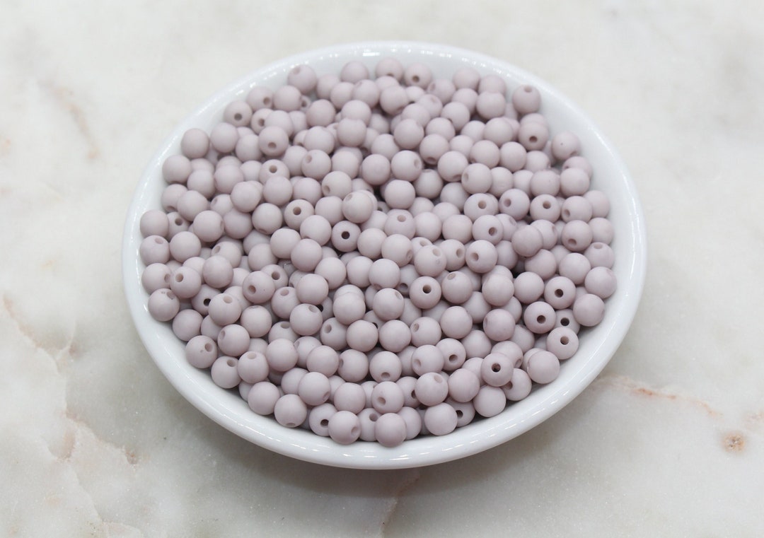 6mm Matte Elephant Gray Gumball Beads, Frosted Round Acrylic Loose ...