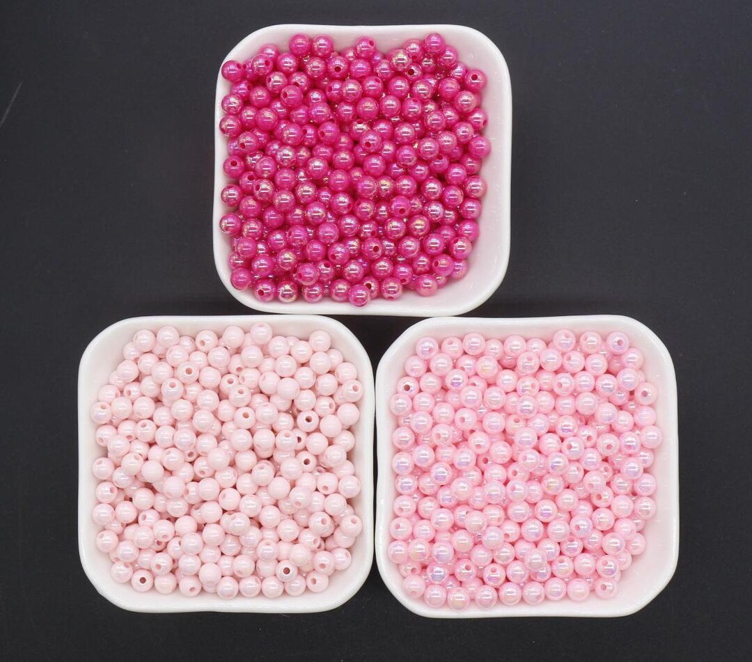 6mm Pink AB Beads, Iridescent Beads, Sparkle Pink Gumball Beads ...