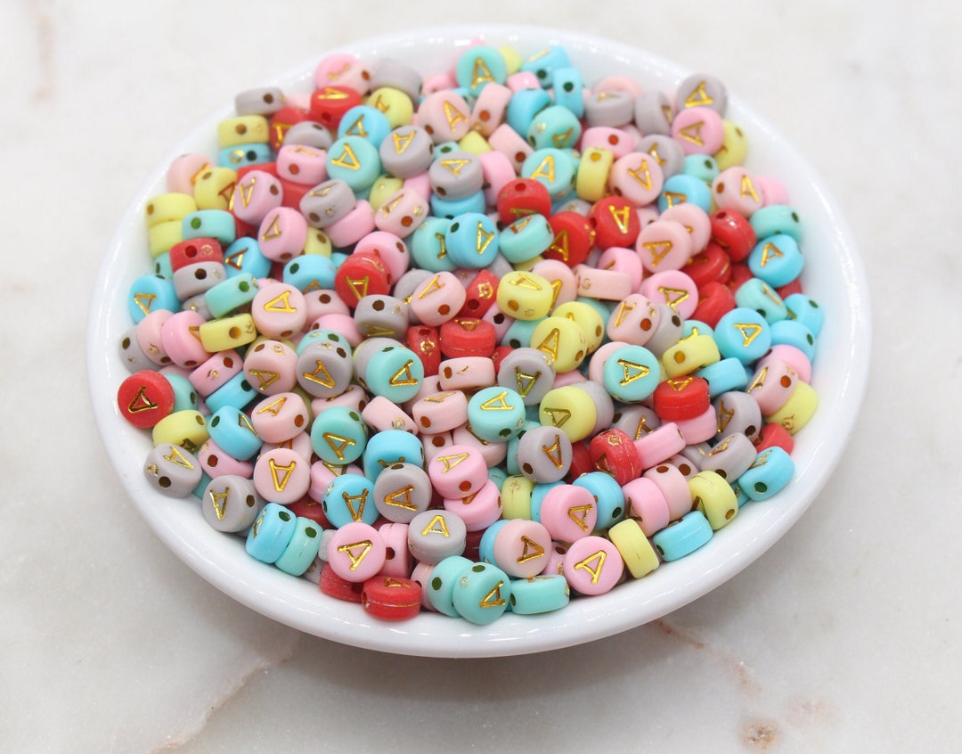 Letter A Round Beads, Individual Letter Beads, Multicolor Round ...