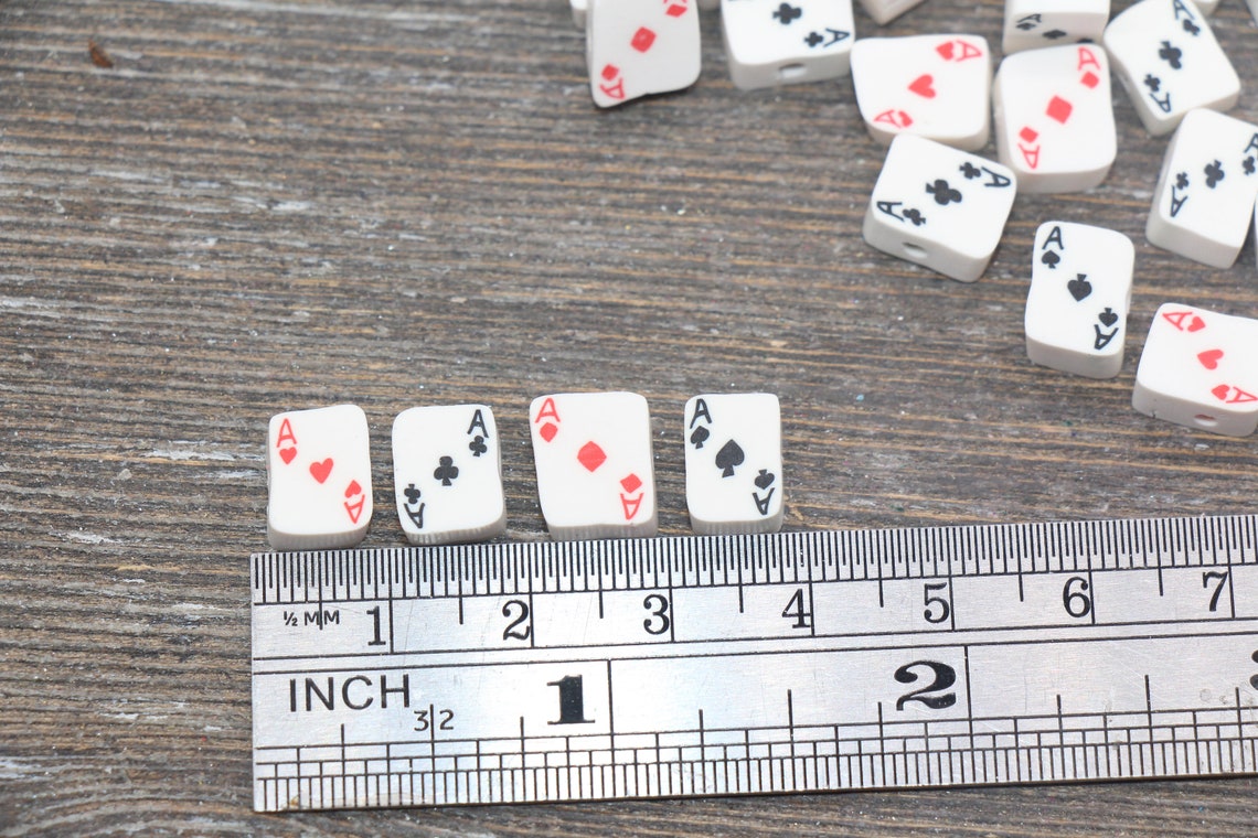 Ace Playing Card Polymer Clay Beads, Ace of Hearts Beads, Poker Themed ...