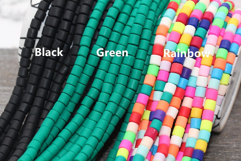 6mm Wide Column Chunky Beads, Polymer Clay Beads, Heishi Spacer Beads ...