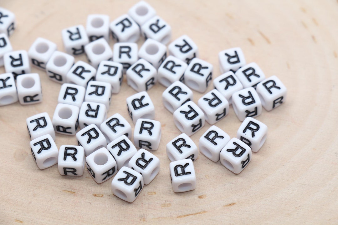 Cube Letter R Beads, Square Letter R Beads, Individual Letter Beads ...