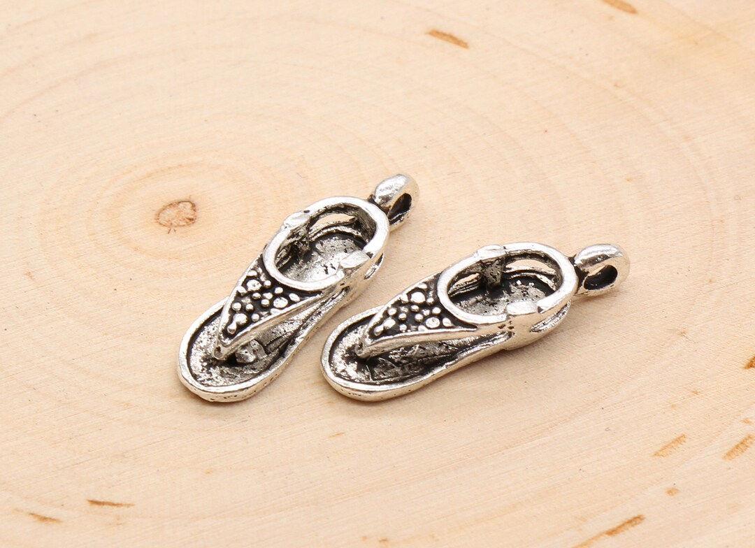 6 Flip Flop Sandal Charms Antique Silver Tone 3D 22x7mm - Etsy