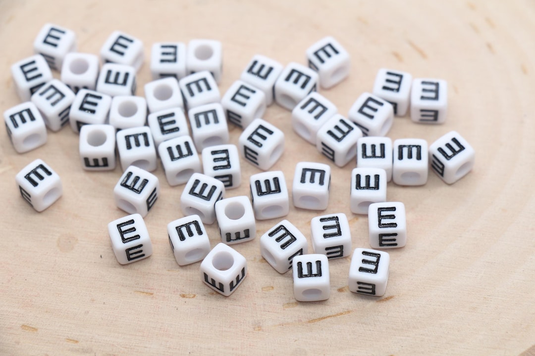 Cube Letter E Beads, Square Letter E Beads, Individual Letter Beads ...
