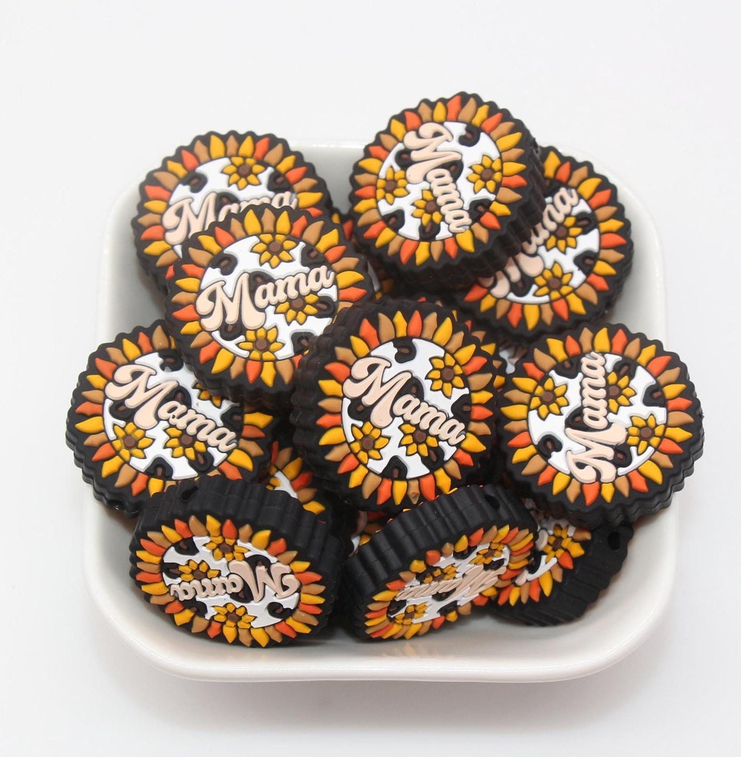 Mama Beads, Sunflower Mama Silicone Beads, Silicone Chunky Beads ...