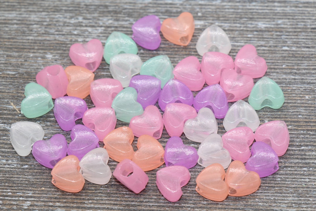 Glow in Dark Heart Beads, Assorted Heart Beads, Large Hole Beads ...