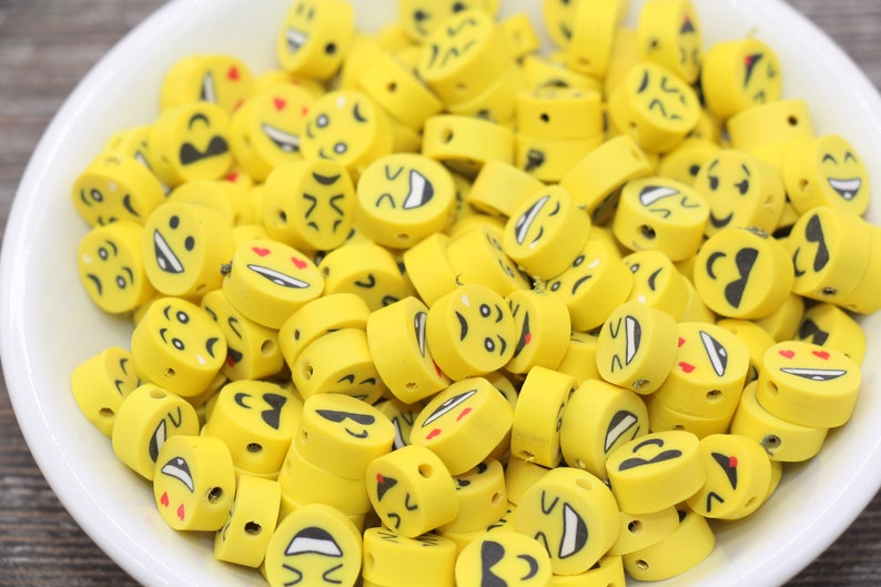 Emoji Polymer Clay Beads Emoji Fimo Cane Beads Assorted | Etsy