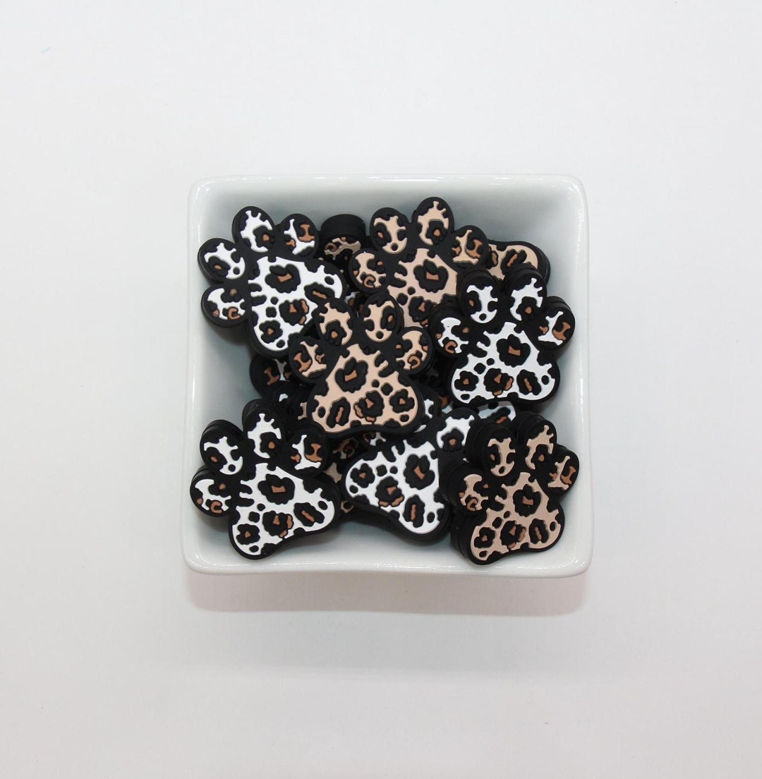 Leopard Paw Focal Beads, Dog Paw Beads, Puppy Focal Beads, Silicone ...