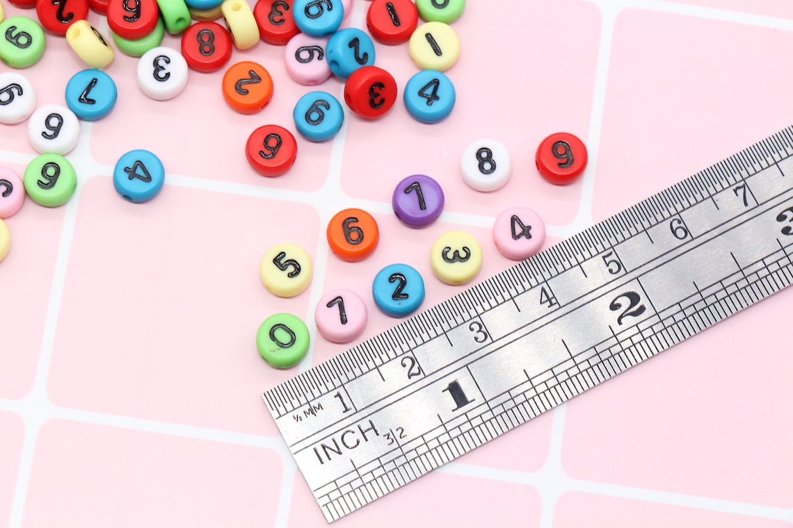 Multicolored Number Beads Mixed Color Number Beads Flat - Etsy