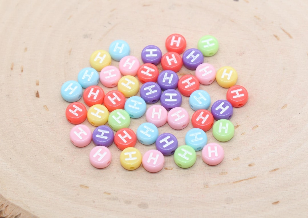 Letter H Beads, Pastel Mix Alphabet Letter Beads, Individual Letter ...
