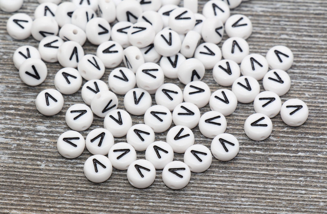 Letter V Alphabet Beads, White Alphabet Letter Beads, Acrylic White and ...