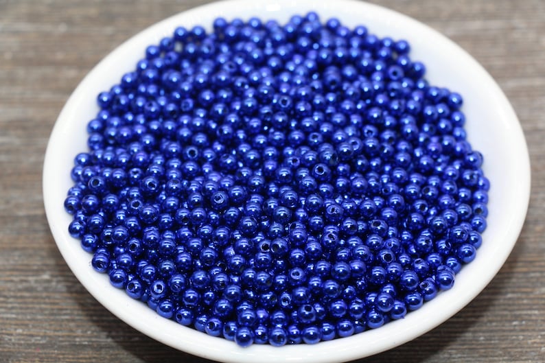 4mm Royal Blue Faux Pearl Beads, Royal Blue Faux Pearl Gumball Beads ...