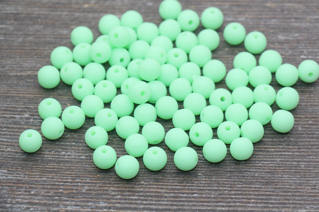 8mm Matte Light Green Round Beads, Acrylic Gumball Bead, Frosted Green ...
