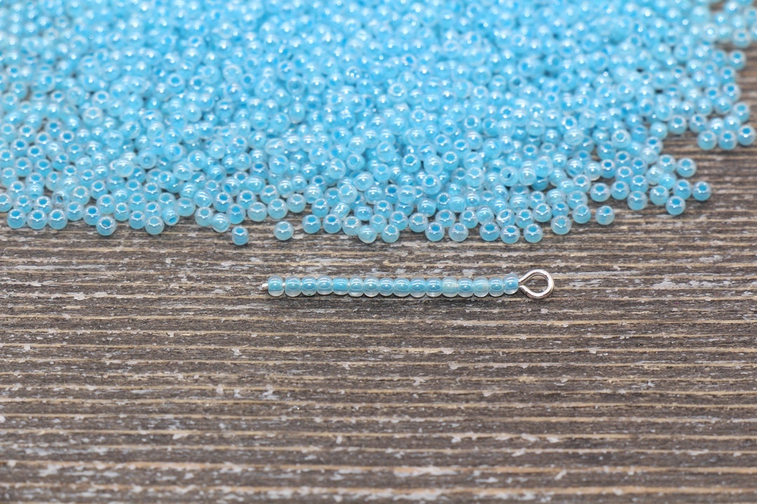 2mm Blue Creamy Seed Beads, 2mm 12/0 Glass Round Seed Beads, Glossy ...