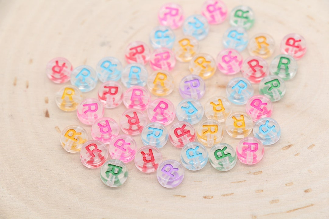 Letter R Alphabet Beads, Transparent Beads With Mix Color Letters ...