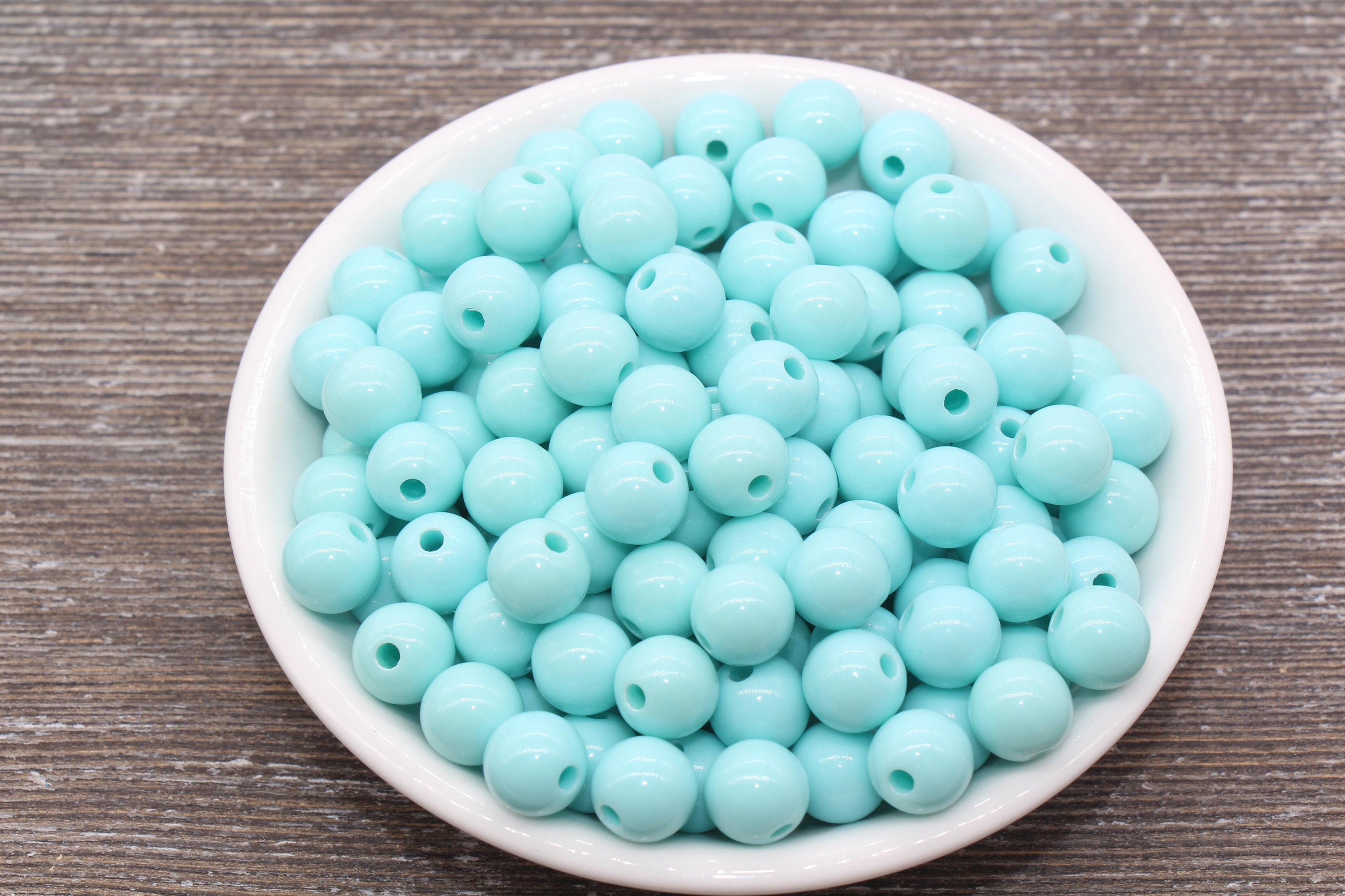 10mm Light Cyan Gumball Beads, Round Acrylic Loose Beads, Bubblegum ...