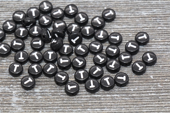 Letter T Alphabet Beads Black Alphabet Letter Beads Acrylic - Etsy
