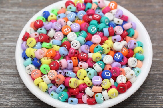 NEW COLOR Multicolor Round Alphabet Letter Beads - Etsy