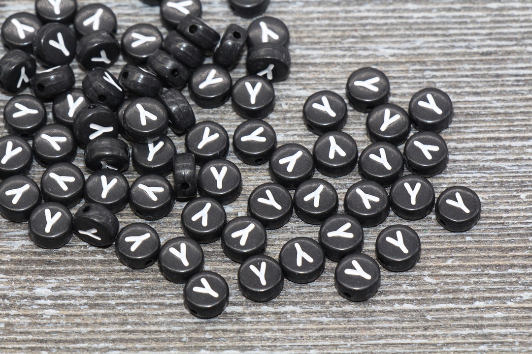 Letter Y Alphabet Beads, Black Alphabet Letter Beads, Acrylic Black and ...